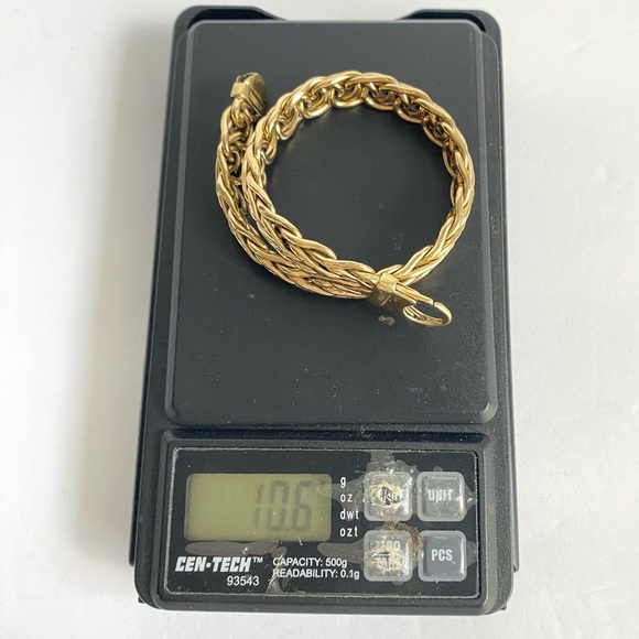 Vintage | Jewelry | 4k Gold Bracelet Fancy Wheat Link Chain Chunky ...